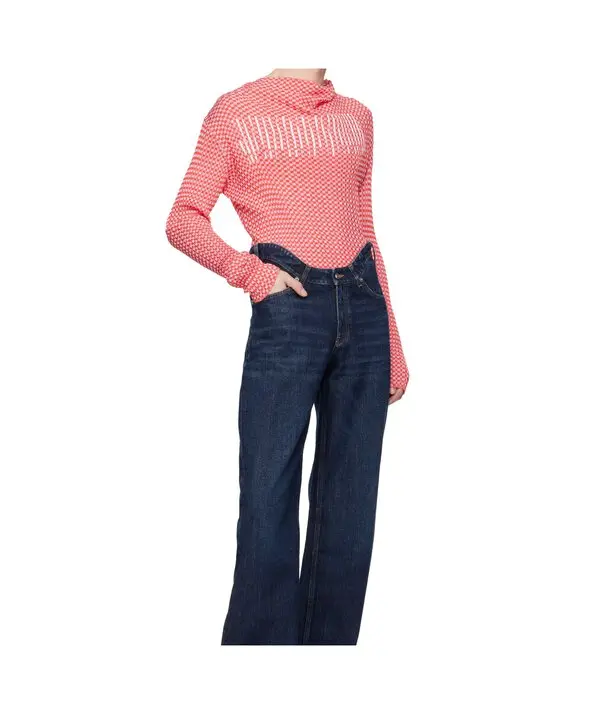 JEAN PAUL GAULTIER Gingham-pattern Asymmetric-collar Top