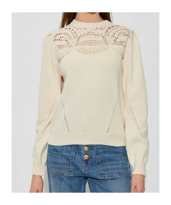 Ulla Johnson Crochet Sweater With Lace Embellishments