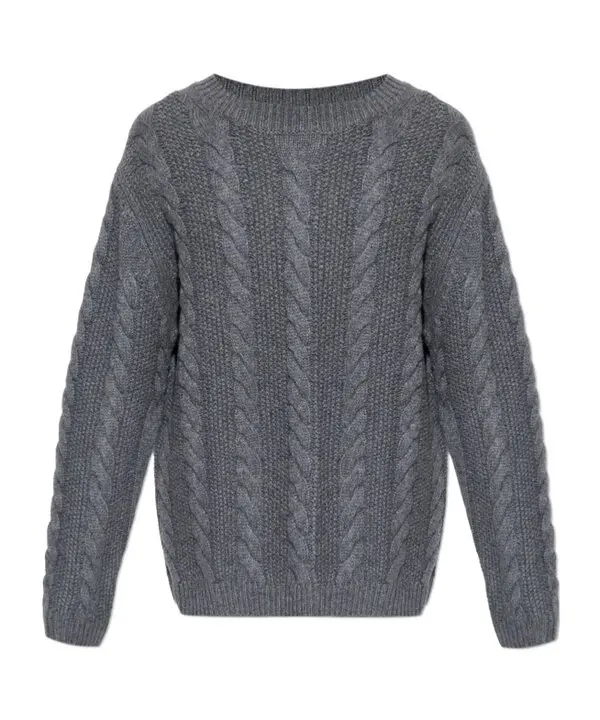 LISA YANG Cable Knit Crewneck Sweater - Grey