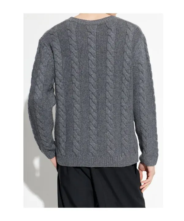 LISA YANG Cable Knit Crewneck Sweater - Grey