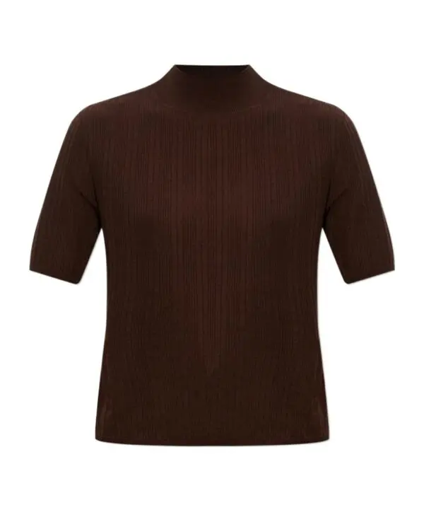 Officine Générale Ribbed Short-sleeve T-shirt - Brown