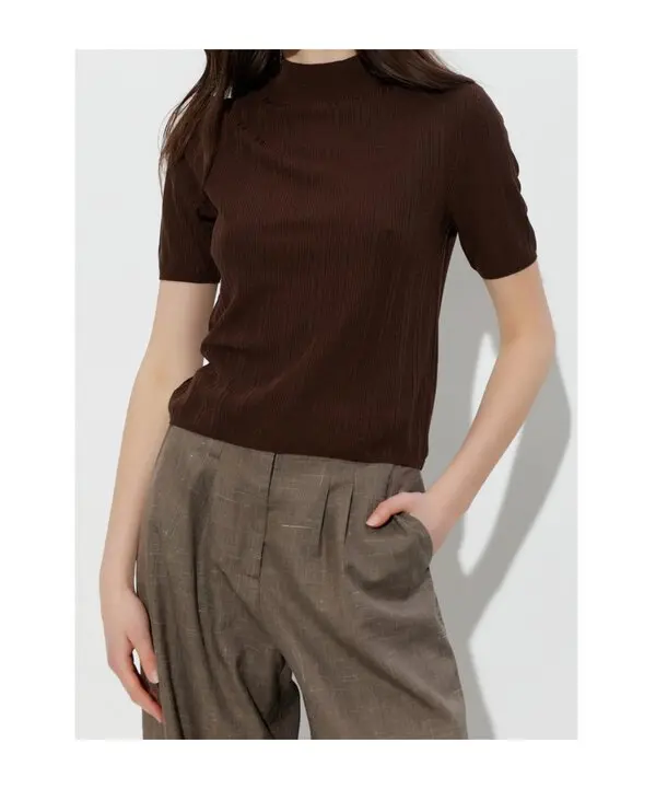 Officine Générale Ribbed Short-sleeve T-shirt - Brown