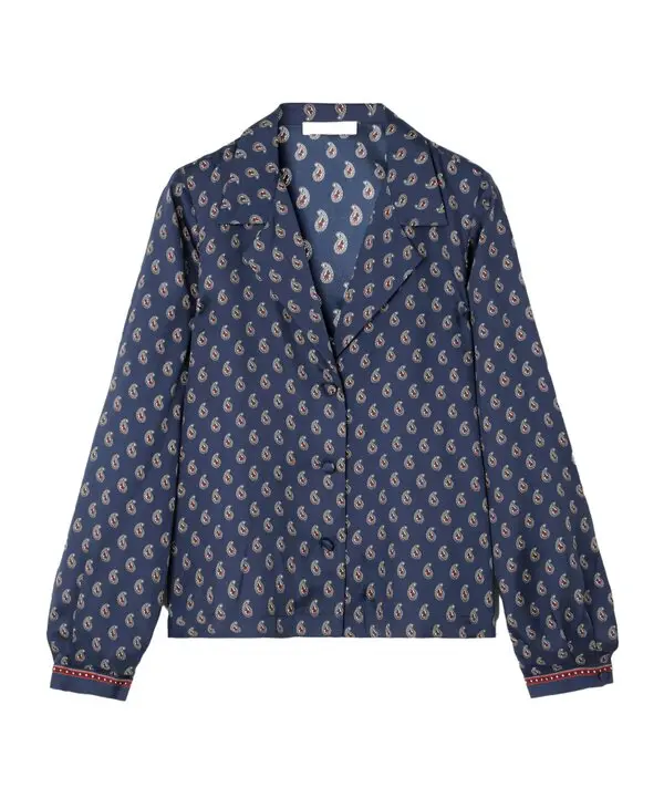 DÔEN Printed Silk-satin Blouse