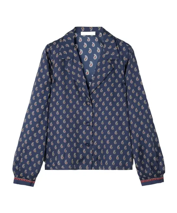 DÔEN Printed Silk-satin Blouse