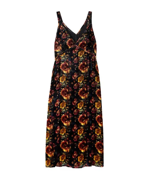 R13 Floral-print Velvet Midi Slip Dress
