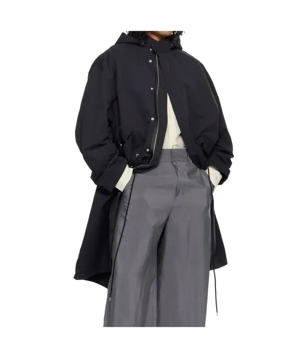 Studio Nicholson Water-repellent Nylon Taffeta Coat With Detachable Hood - Black