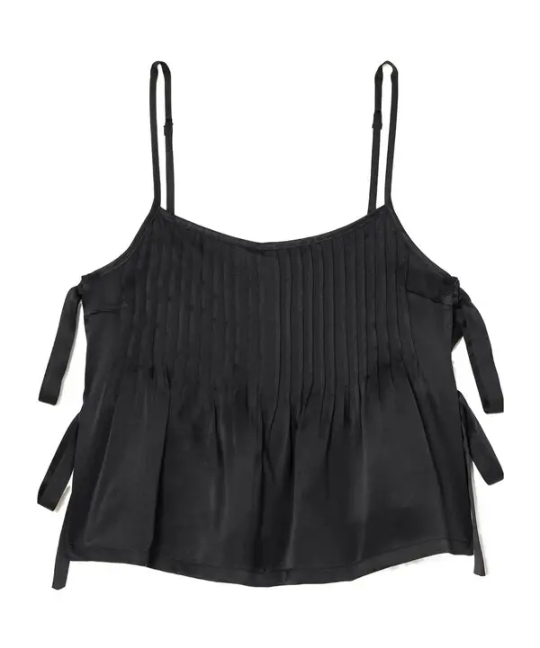 R13 Pintucked Silk-charmeuse Camisole With Tie Detail - Black