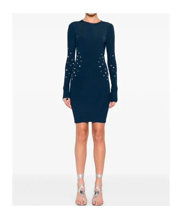 Patrizia Pepe Ribbed Knit Dress With Stud Embellishments