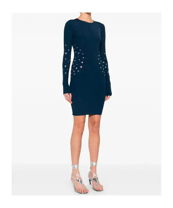 Patrizia Pepe Ribbed Knit Dress With Stud Embellishments