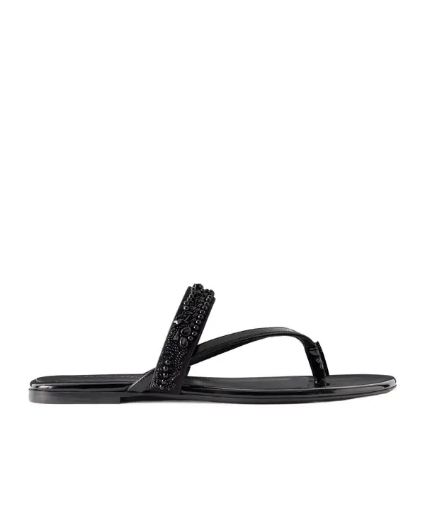 Dries Van Noten Embellished Rubber Thong Sandals - Black