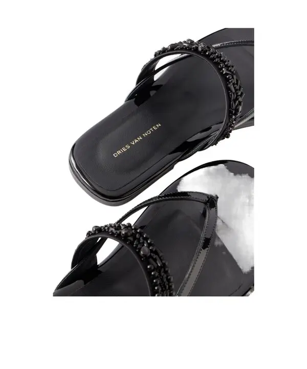 Dries Van Noten Embellished Rubber Thong Sandals - Black