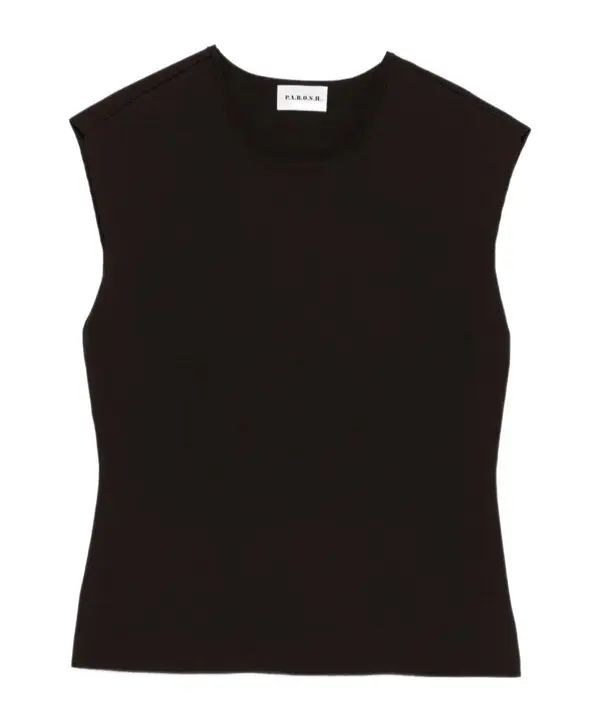 P.a.r.o.s.h Sleeveless Round Neck Vest - Black