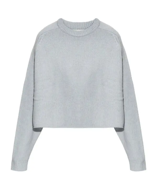 LISA YANG Karine Cropped Knitted Top - Fog Blue