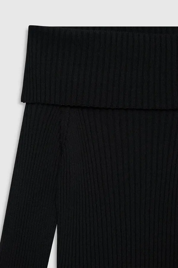 ANINE BING Kira Off-shoulder Ribbed Sweater