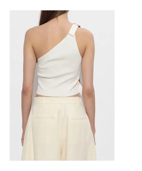 Cult Gaia Sleeveless Asymmetrical Top With Gold Hardware