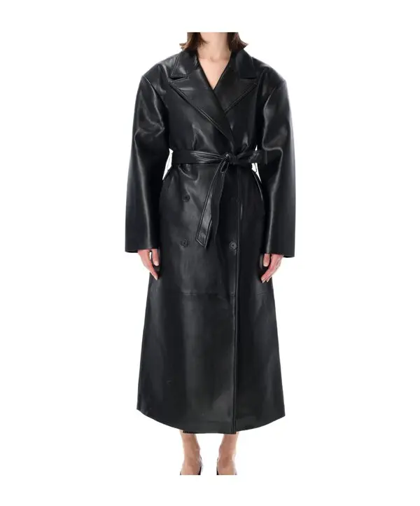 THE FRANKIE SHOP Double-breasted Leather Coat