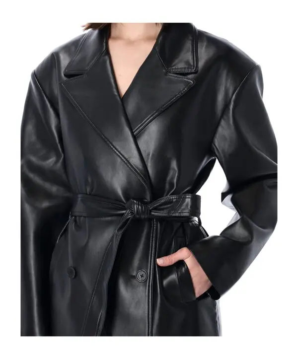 THE FRANKIE SHOP Double-breasted Leather Coat