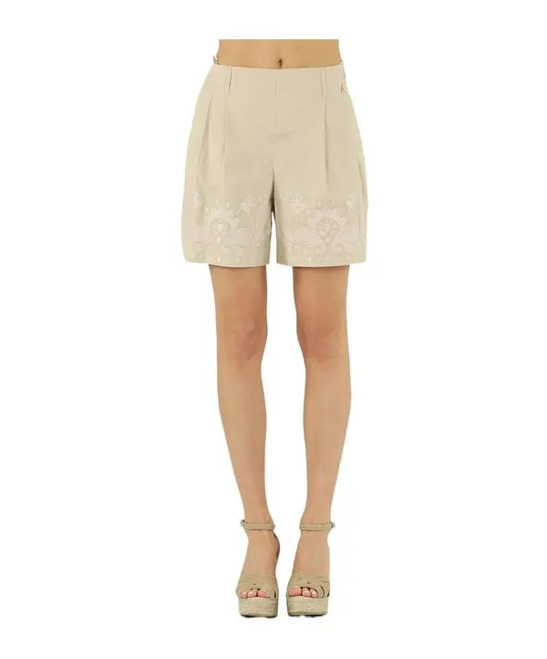 TWINSET Embroidered Tailored Shorts - Nude