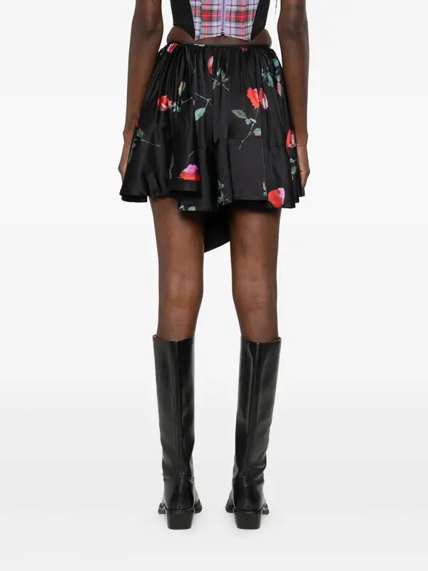 GANNI Printed Draped Mini Skirt - Black