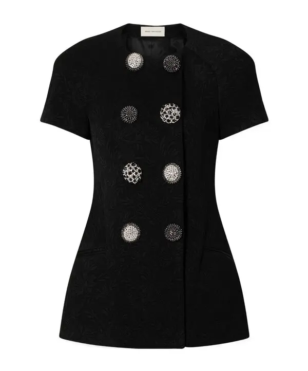 Dries Van Noten Embellished Double-breasted Floral Jacquard Jacket