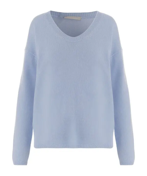 ALLUDE V-neck Cashmere Sweater - Blue