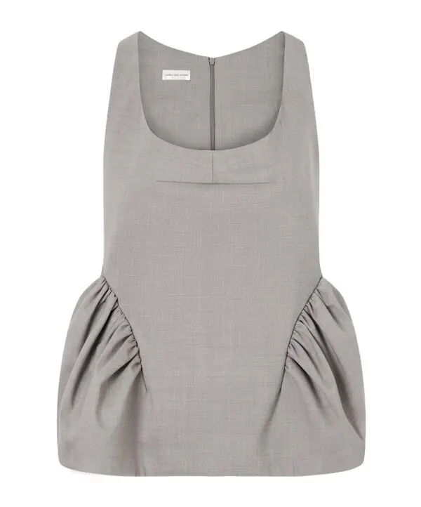 Dries Van Noten Crepe Peplum Top - Gray