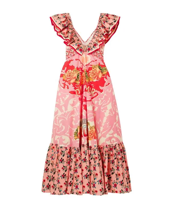 Camilla Embellished Ruffled Printed Organic Cotton-poplin Maxi Dress
