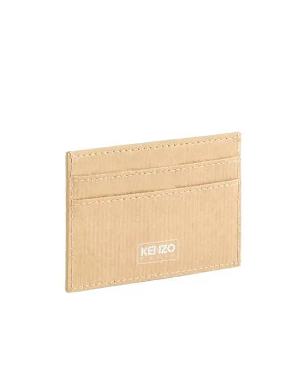 Kenzo Paper' Card Holder In Leather - Light Beige