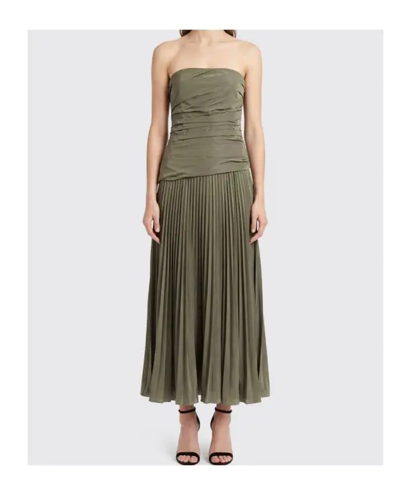 Simkhai Aria Pleated Strapless Dress