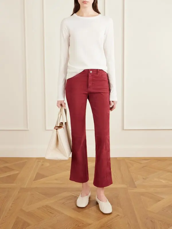 Stouls Dean Suede Flared Pants - Red