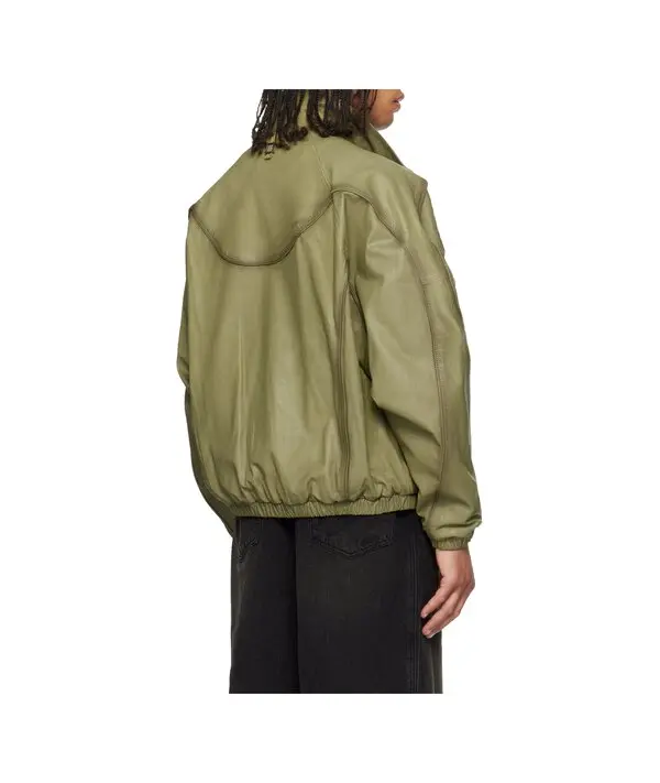 WOOYOUNGMI High-neck Zip-up Leather Jacket