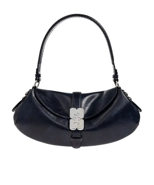 GANNI Logo Buckle Tote Bag - Black