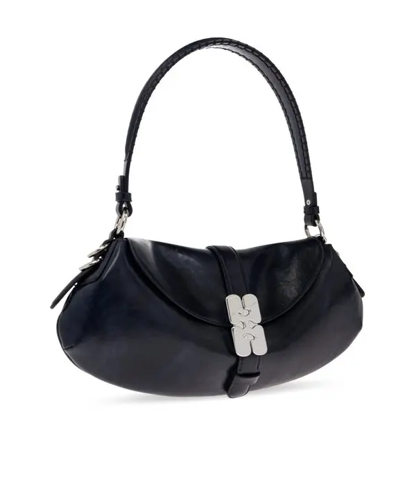 GANNI Logo Buckle Tote Bag - Black