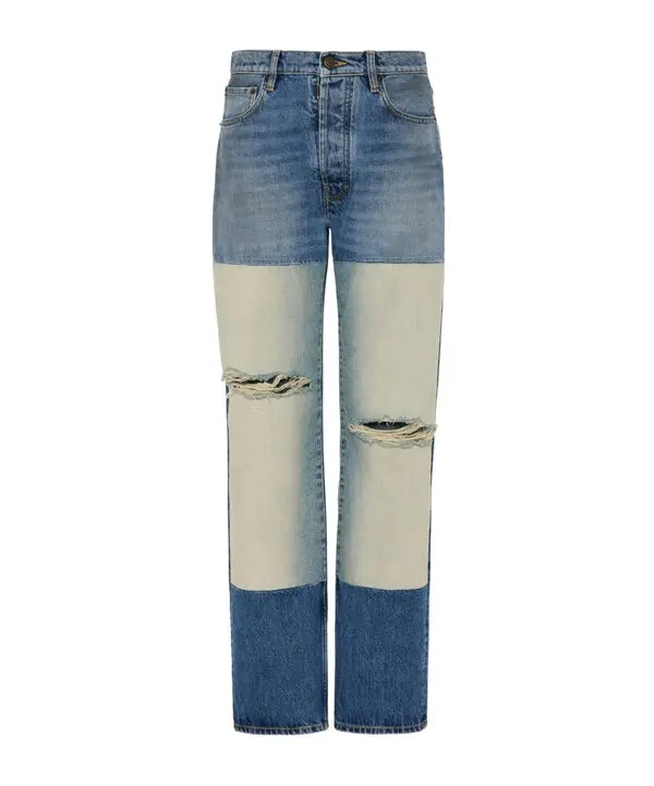 MAISON MARGIELA Paneled Straight Leg Jeans With Distressed Knee Slits