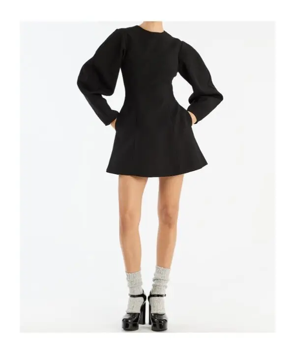 ROTATE BY BIRGER CHRISTENSEN Voluminous Sleeve Crewneck Dress