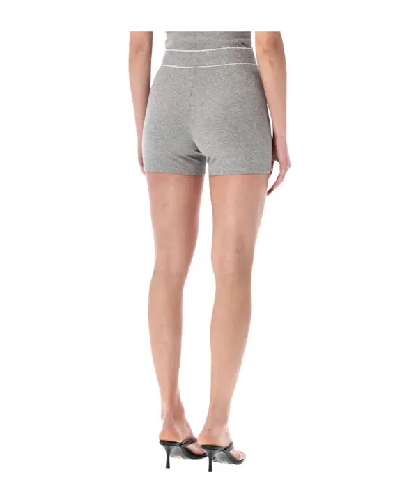 MARINE SERRE Ribbed Jersey Drawstring Mini Shorts - Grey