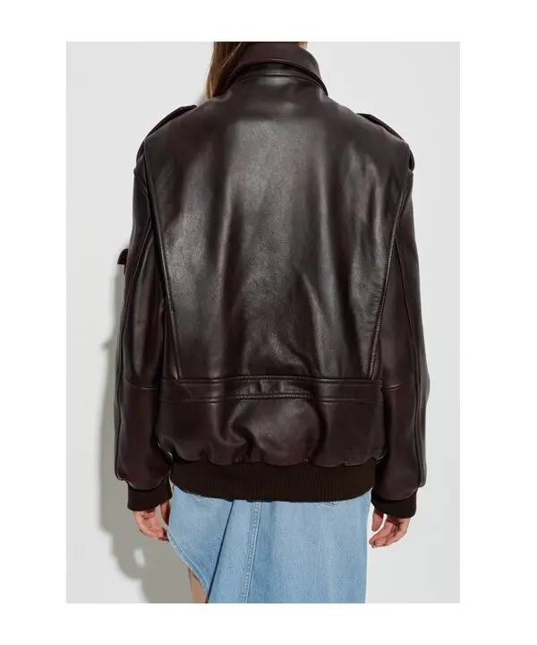 Coperni Leather Epaulette-detail Jacket - Wine Red