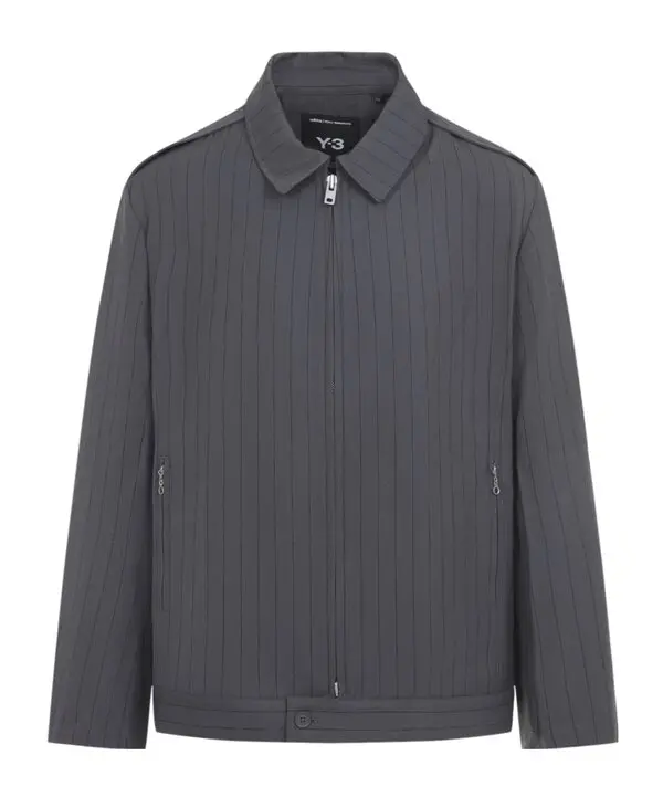 Y3 Zip-up Blouson Jacket With Pinstripe Pattern