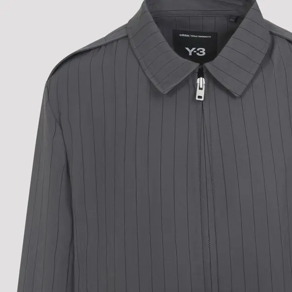 Y3 Zip-up Blouson Jacket With Pinstripe Pattern