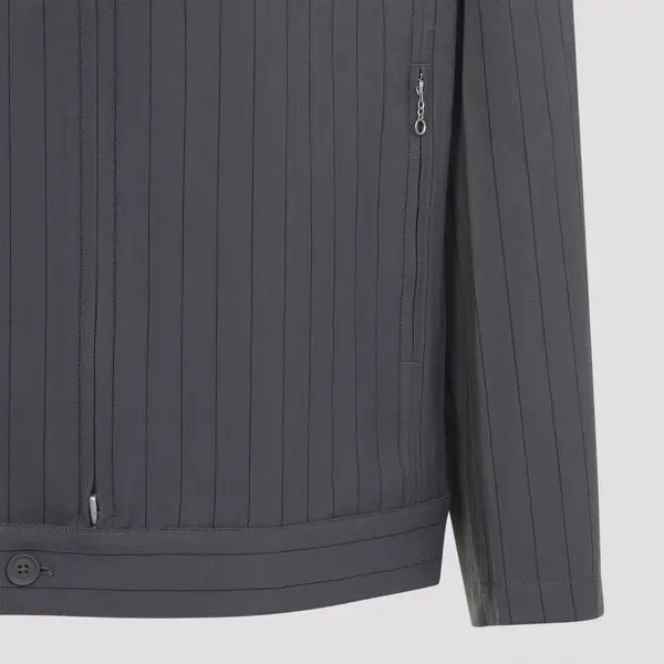 Y3 Zip-up Blouson Jacket With Pinstripe Pattern