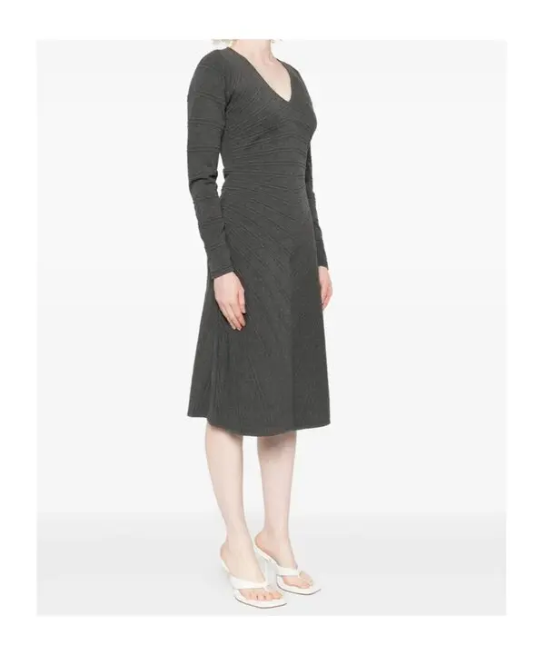 TWINSET Textured-knit V-neck Mini Dress