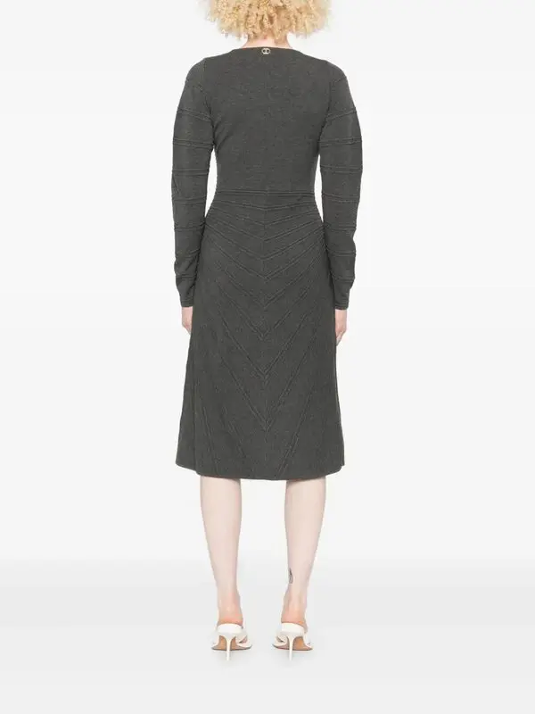 TWINSET Textured-knit V-neck Mini Dress