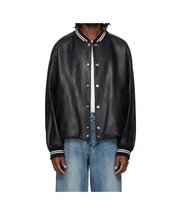 WOOYOUNGMI Leather Bomber Jacket - Black