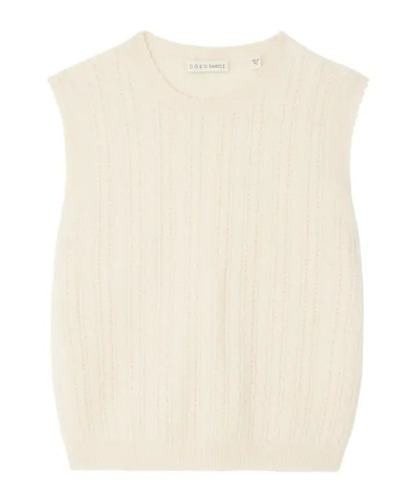 DÔEN Cable-knit Cashmere Sweater Vest - White