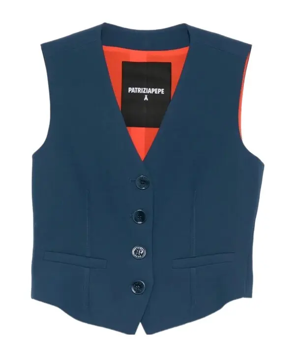 Patrizia Pepe Fitted Button-front Vest - Blue