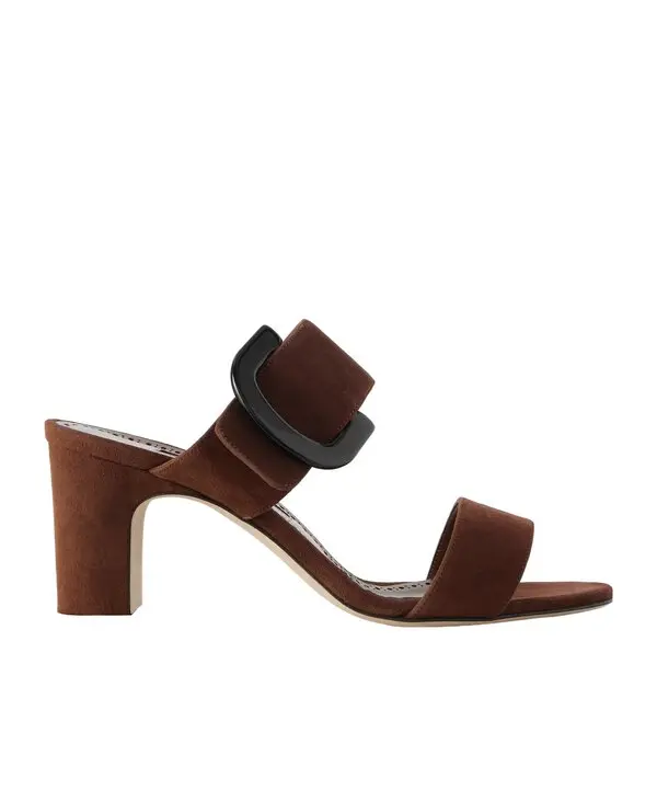 Manolo Blahnik Suede Sandals - Red