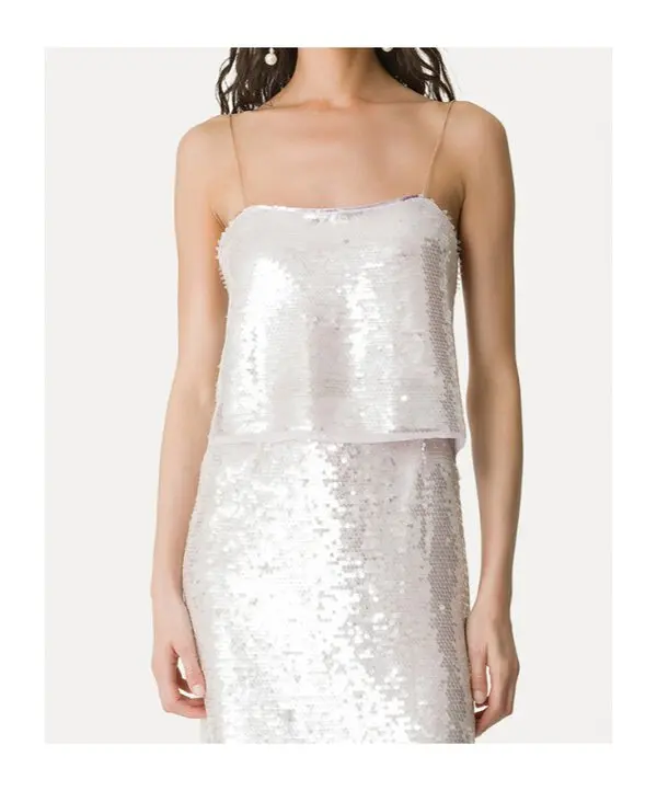 FORTE_FORTE Sequin Spaghetti Strap Top - Charme