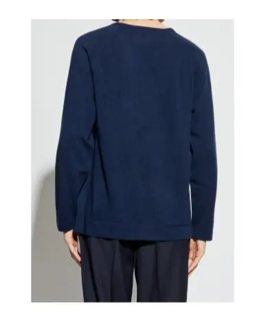 Officine Générale Crew Neck Long Sleeve Sweater - Navy Blue
