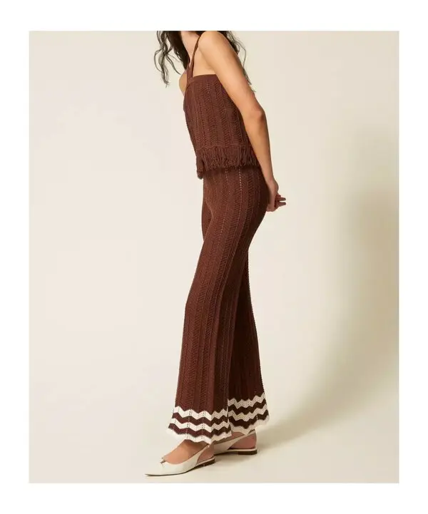 TWINSET Knitted Trousers With Tasseled Hem