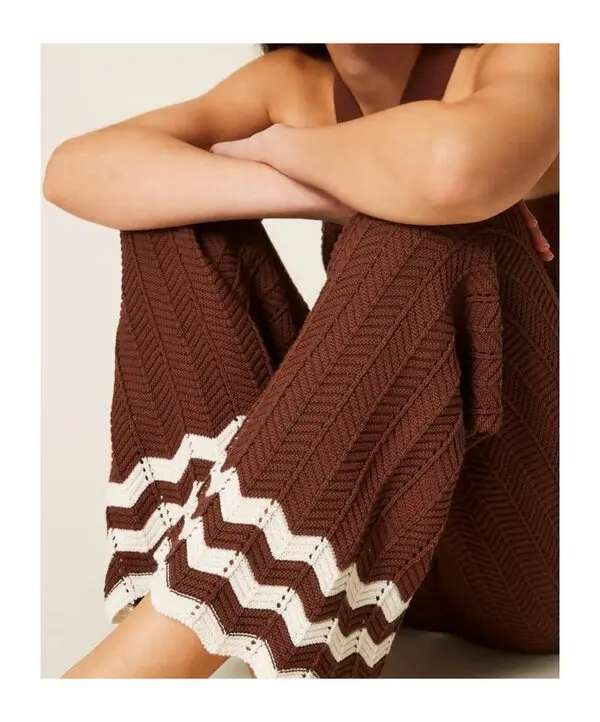 TWINSET Knitted Trousers With Tasseled Hem